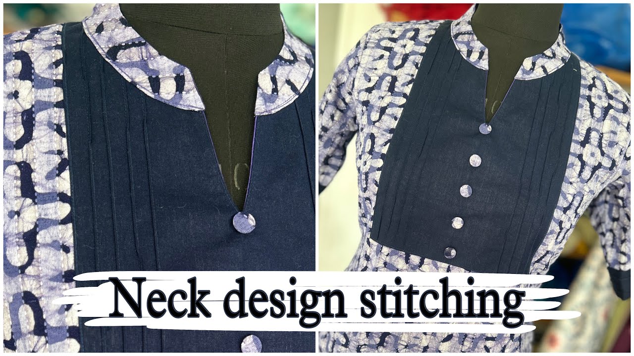 Pintex neck design cutting and stitching | button neck design. - YouTube