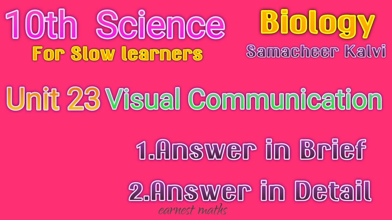 10th Science Biology Unit 23 Visual Communication Answer in brief and ...
