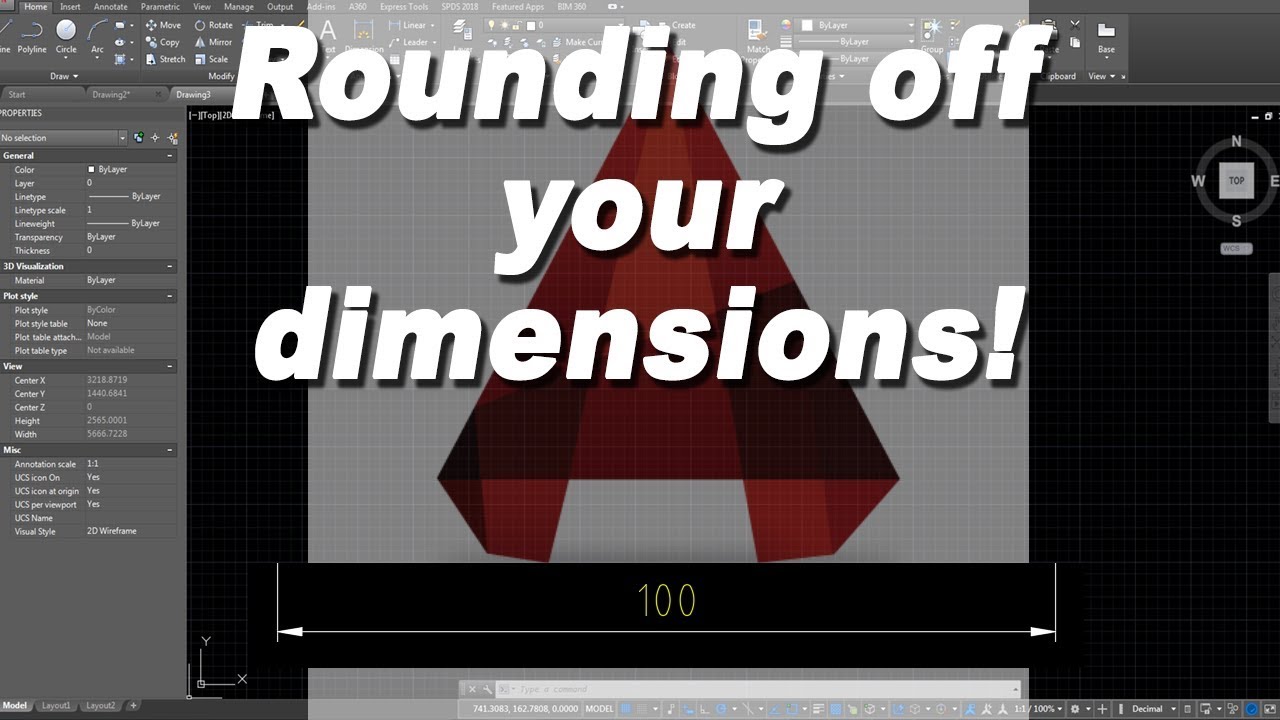 How to round off a dimension in Autodesk Autocad - YouTube