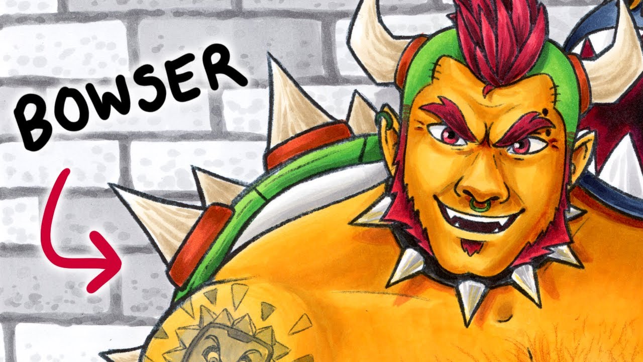 I Drew BOWSER as a HOT GUY - YouTube