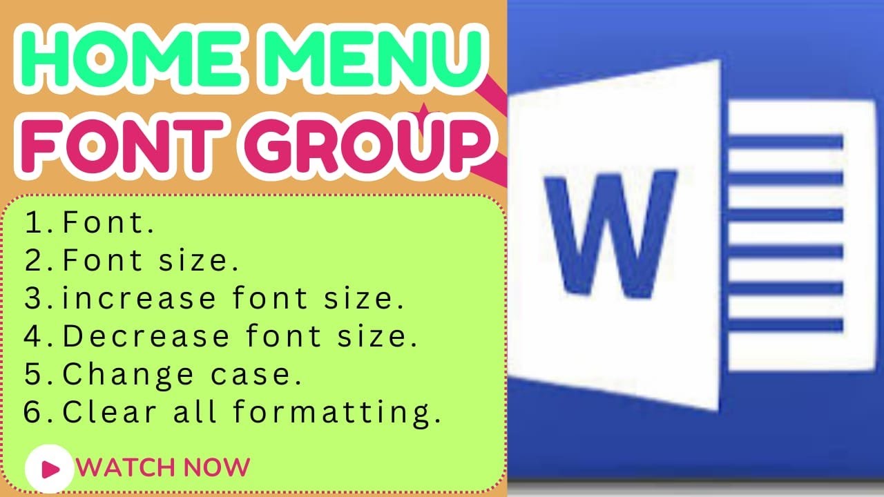 MS WORD || HOME MENU || FONT GROUP PART 1 || - YouTube