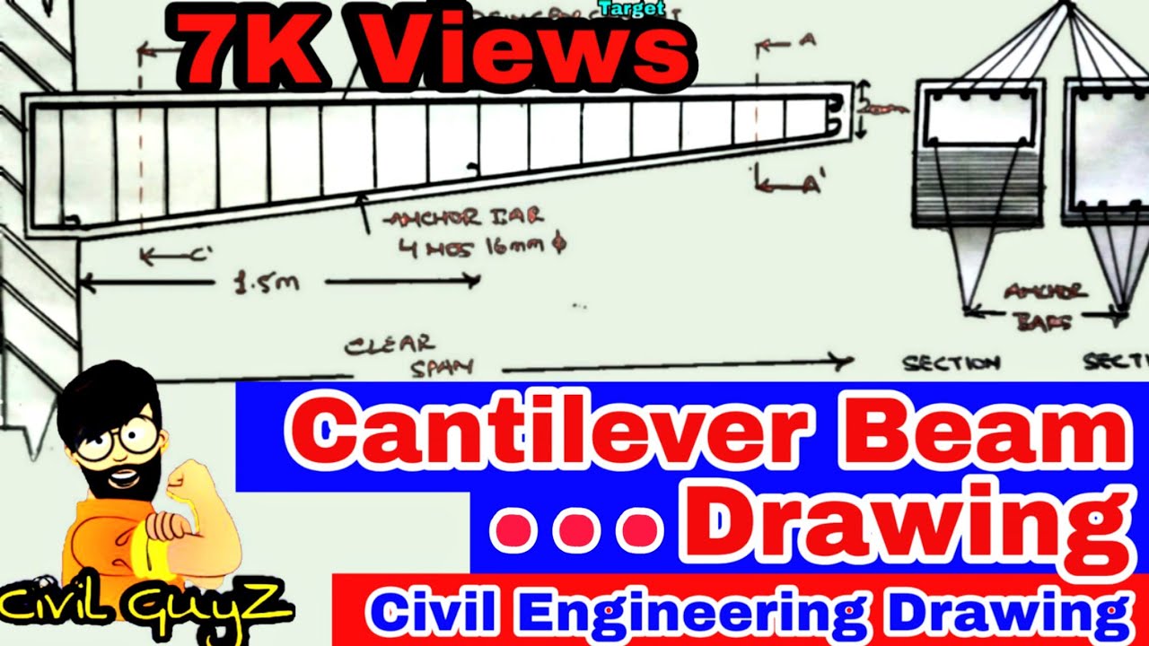 Cantilever Beam Drawing |Civil Engineering Drawing |By Chahat Mishra ...