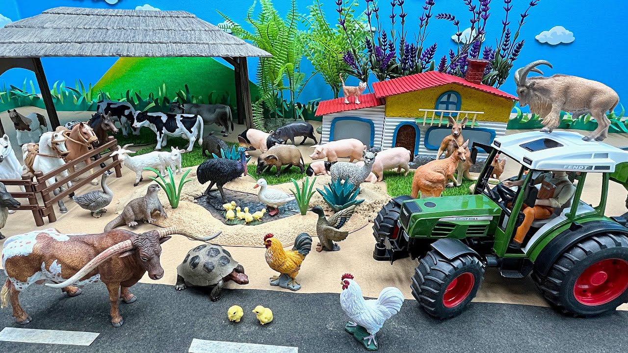 New Animals Come To The Farm With Tractor | Farm Diorama | Learn ...
