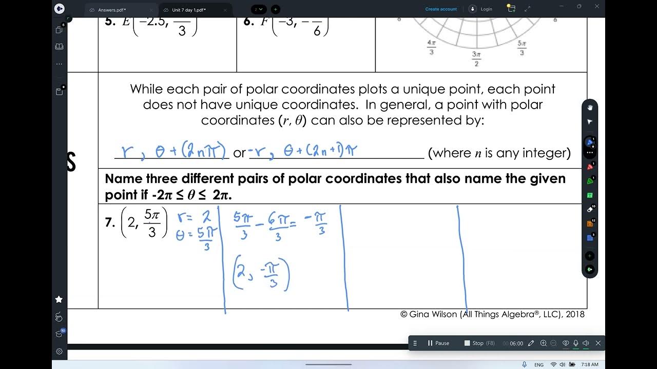 Precalc - U7 D1 - Polar & Parametric Equations - YouTube