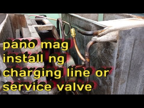 installing the charging line/service valve for window type aircon - YouTube
