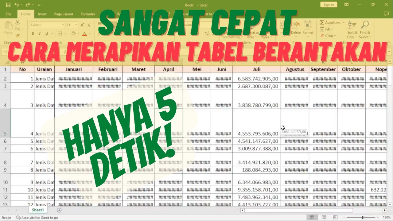 Sangat Cepat Cara Merapikan Tabel Excel dengan sekali Klik - YouTube