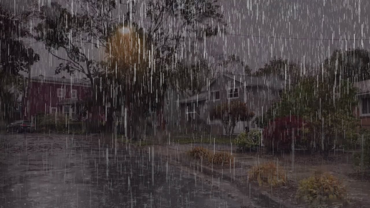 Goodbye strain to fall asleep quickly with heavy rain at night - YouTube