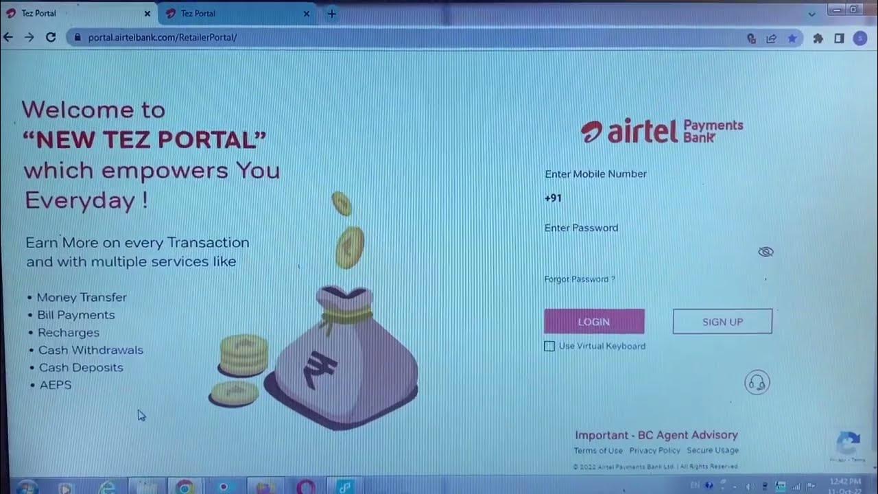 Airtel Tez Portal | Airtel Payment Bank BC Web Portal | Airtel BC - YouTube