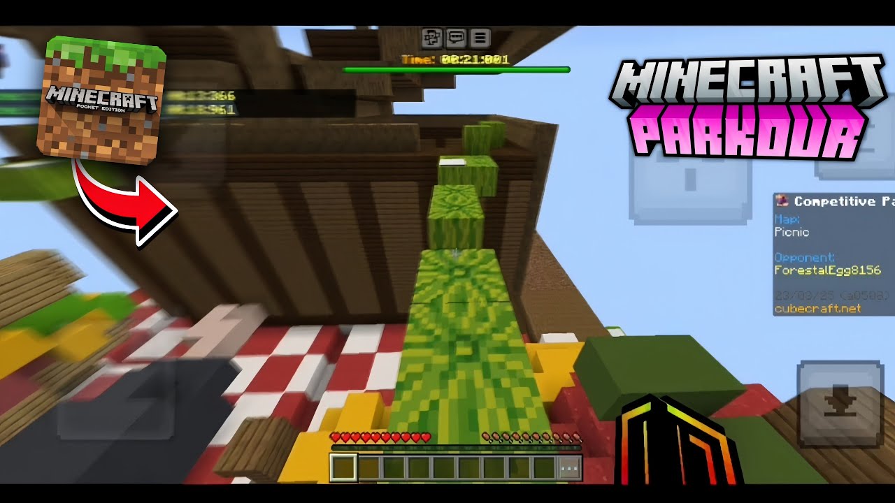 MINECRAFT POCKET EDITION PARKOUR *TOUCH CONTROL* - YouTube