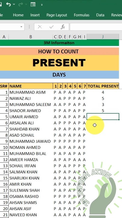 How To Count Attendance Sheet In Excel | HR Working in Excel | #exceltech #microsoftexcel # ...
