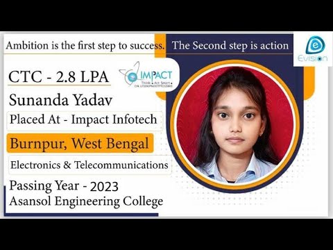 Congrats,|Sunanda Yadav ,Selected in Impact Infotech Pvt Ltd|2.8LPA|ECE ...