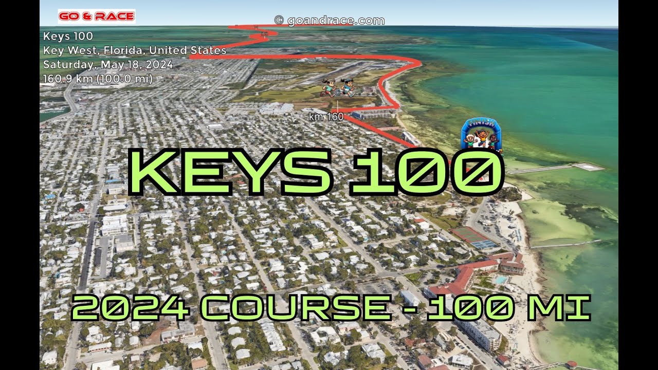Keys 100 (2024): fly over the 100 mi course! Video of the race path ...