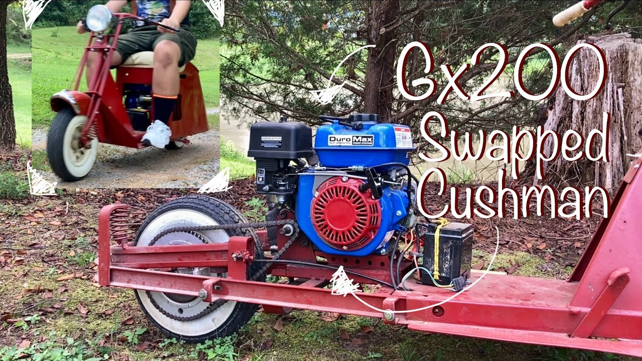 How we Fitted a Gx200 Clone Engine on a Cushman Scooter Chassis. - YouTube