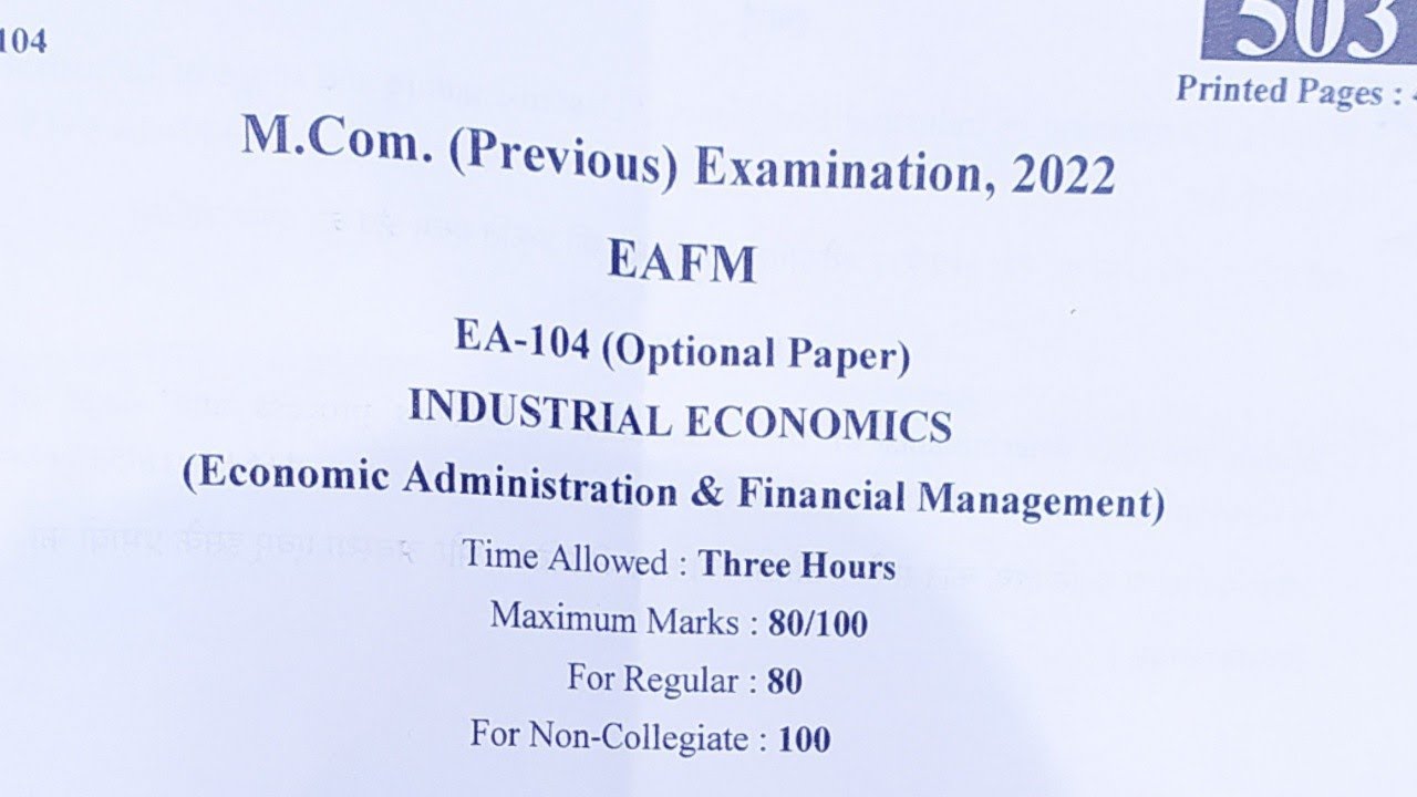 EAFM | M.Com Previous Year Paper 2022 | M.Com 1st Year EAFM Questions ...