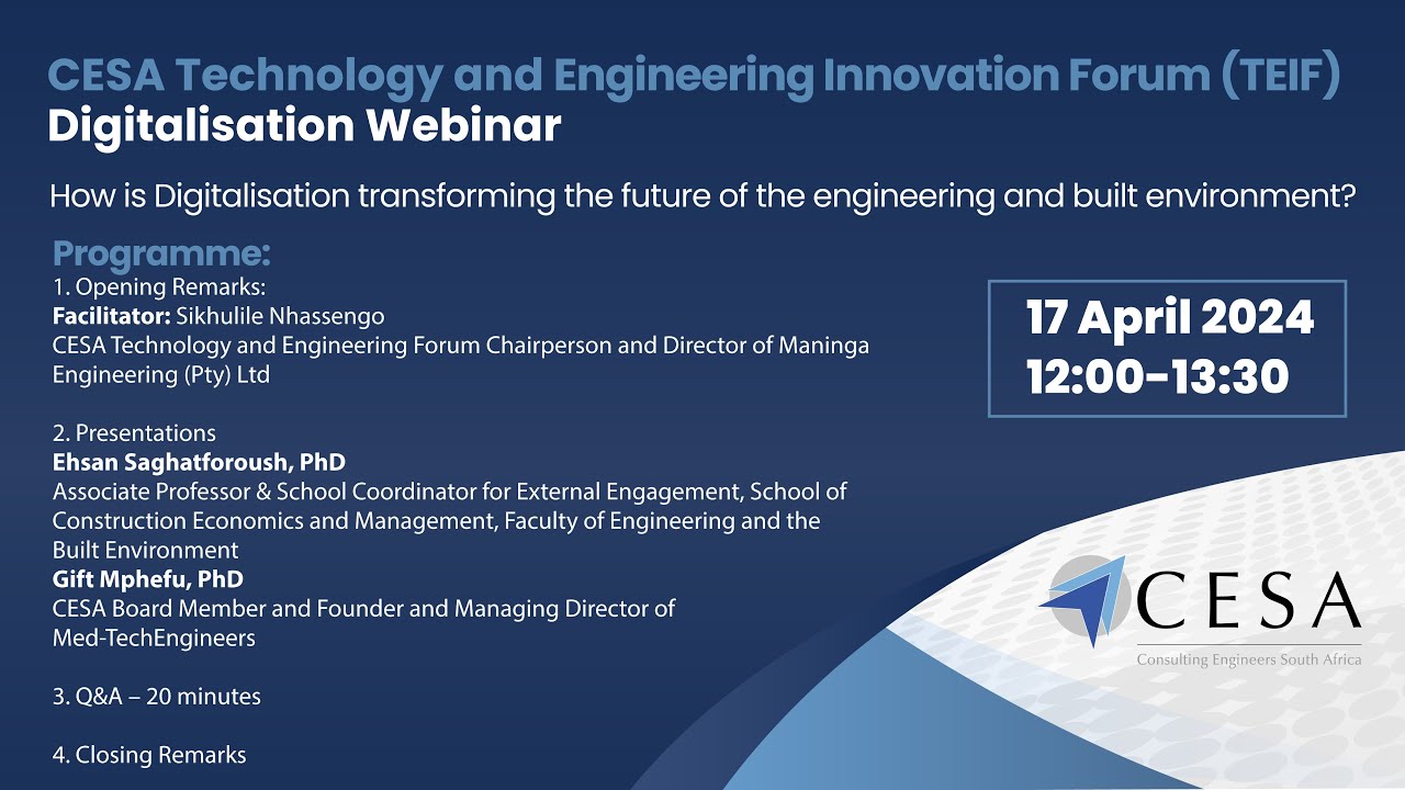 CESA Technology and Engineering Innovation Forum (TEIF) - Digitalisation Webinar - YouTube