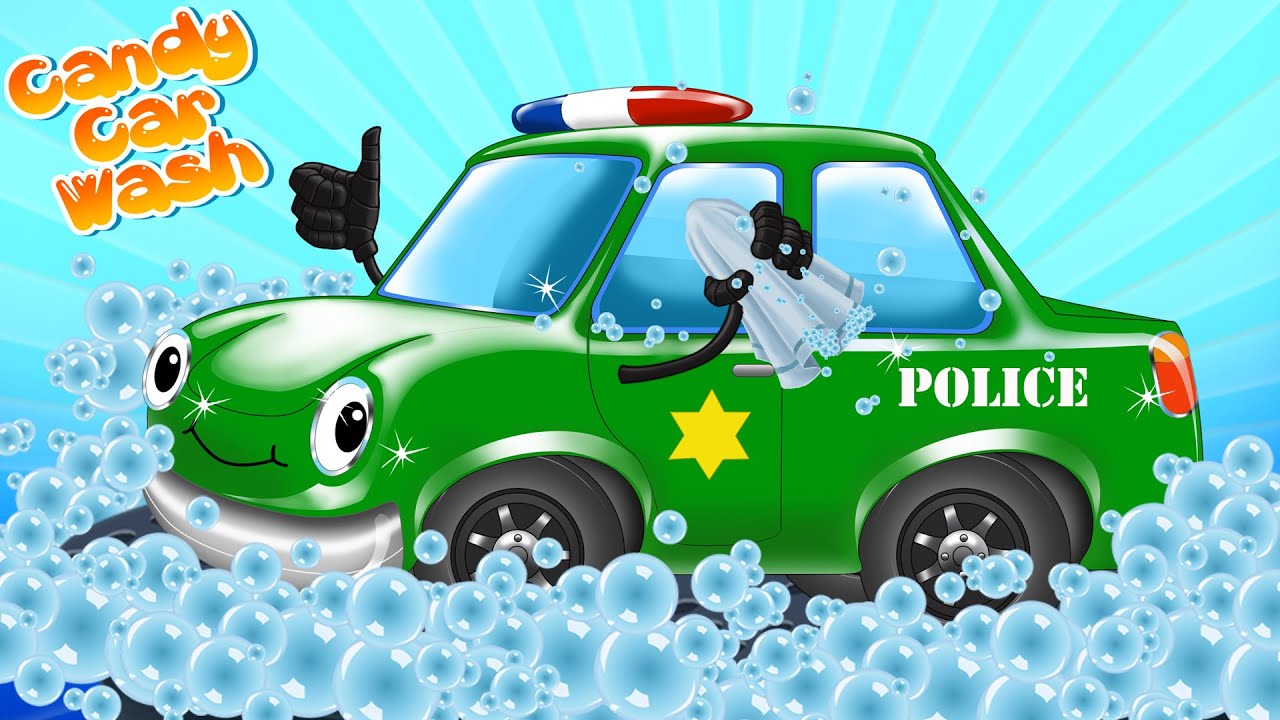 Police Car | Police Car Wash | Kids Vehicle | Candy Car Wash - YouTube