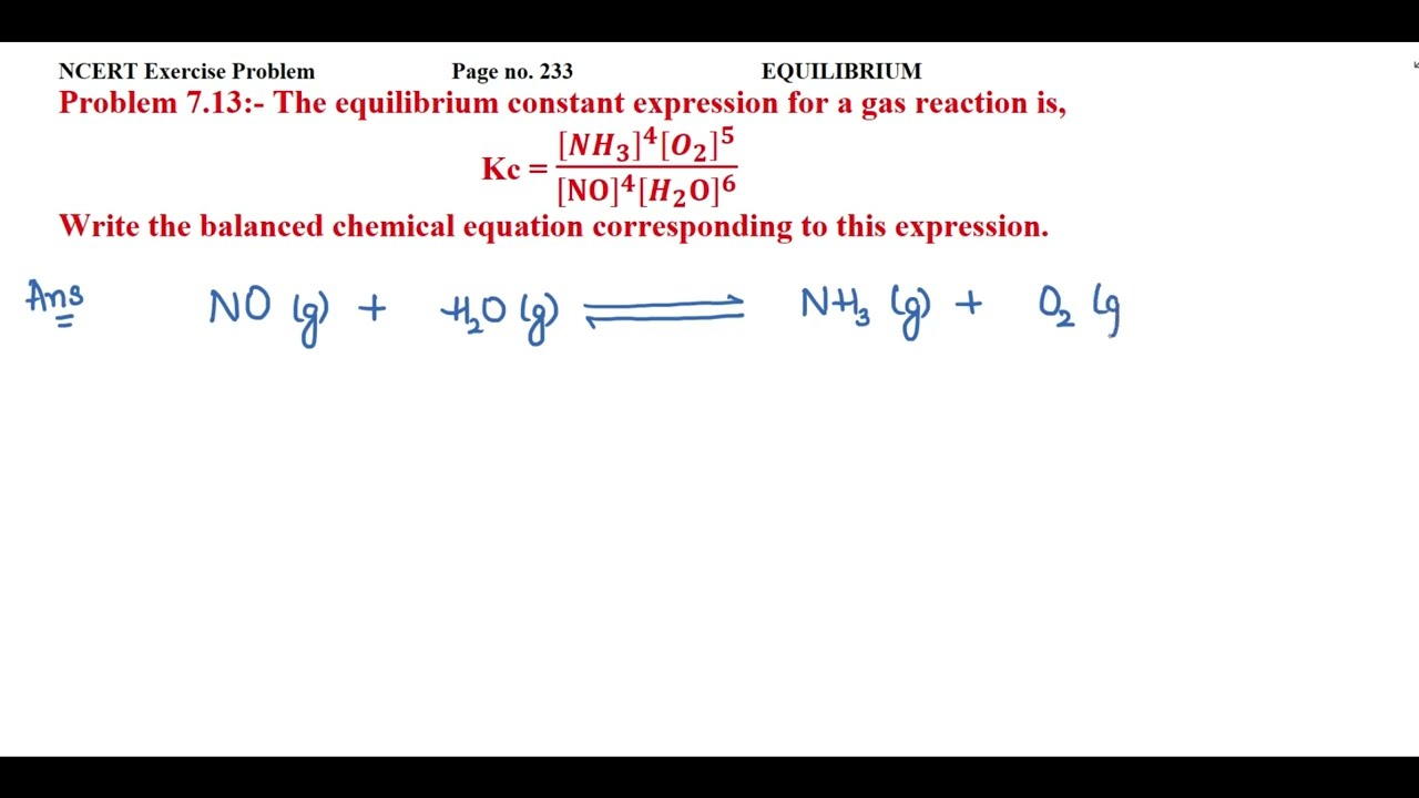The equilibrium constant expression for a gas reaction is, Kc = ([NH3 ...