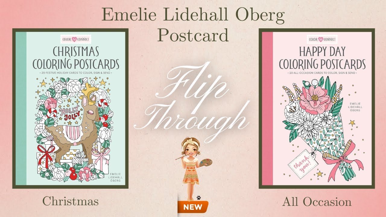 Emelie Lidehall Oberg Postcard flip through | adult coloring - YouTube