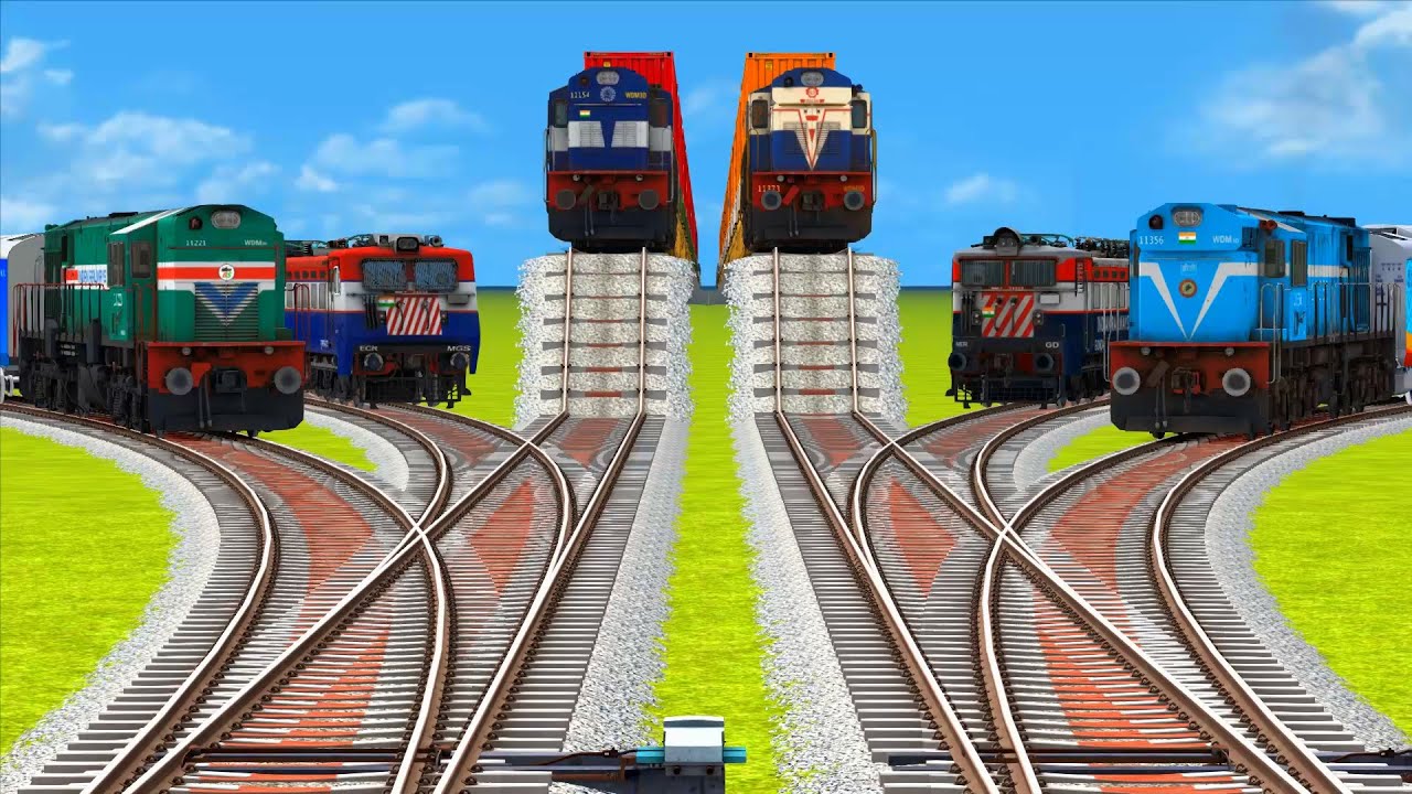 6 DIFFERENT TRAIN DANGEROUS CROSSING ON RISKY UNFINISHED RAILROAD TRACK ...