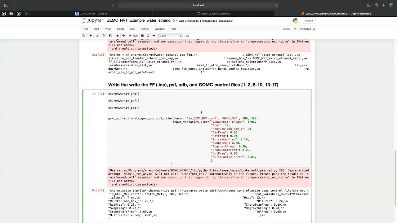 GOMC videos part 4a: GOMC Example for the Gibbs Ensemble (GEMC) using MoSDeF - YouTube