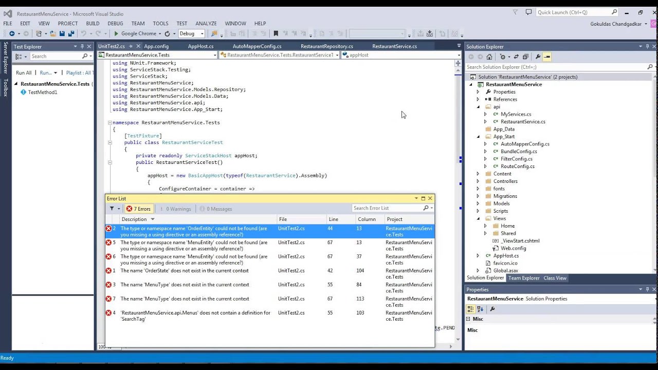 Unit Testing of Restaurant Web Service using NUnit Framework - YouTube