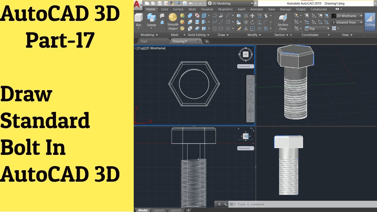 17 AutoCAD 3D Tutorial How To Draw Standard Bolt In AutoCAD 3D YouTube 17-autocad-3d-tutorial-how-to-draw-standard-bolt-in-autocad-3d-youtube