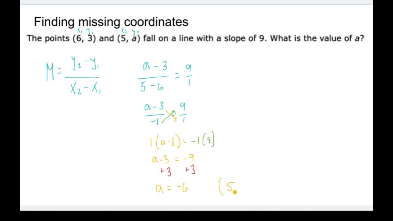 Finding missing coordinates using slope - YouTube