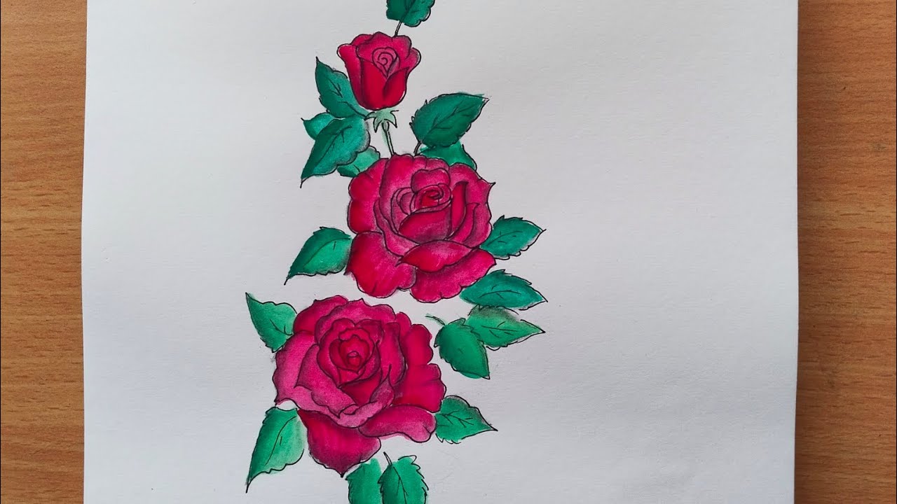How to Draw Roses Step by Step / Water colouring.. @sreebaviart - YouTube