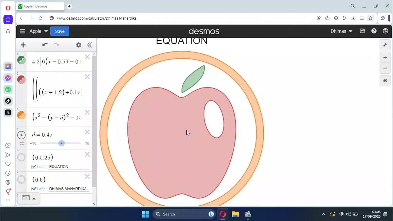 Drawing Apple Logo using Mathematics Formula (Implicit Equation) run by Desmos online software ...