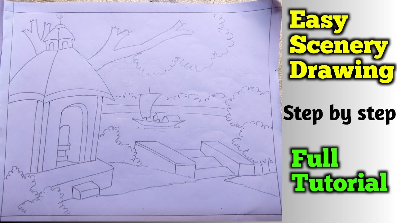 How To Draw a nature scenary | scenary drawing easy | step by step ...