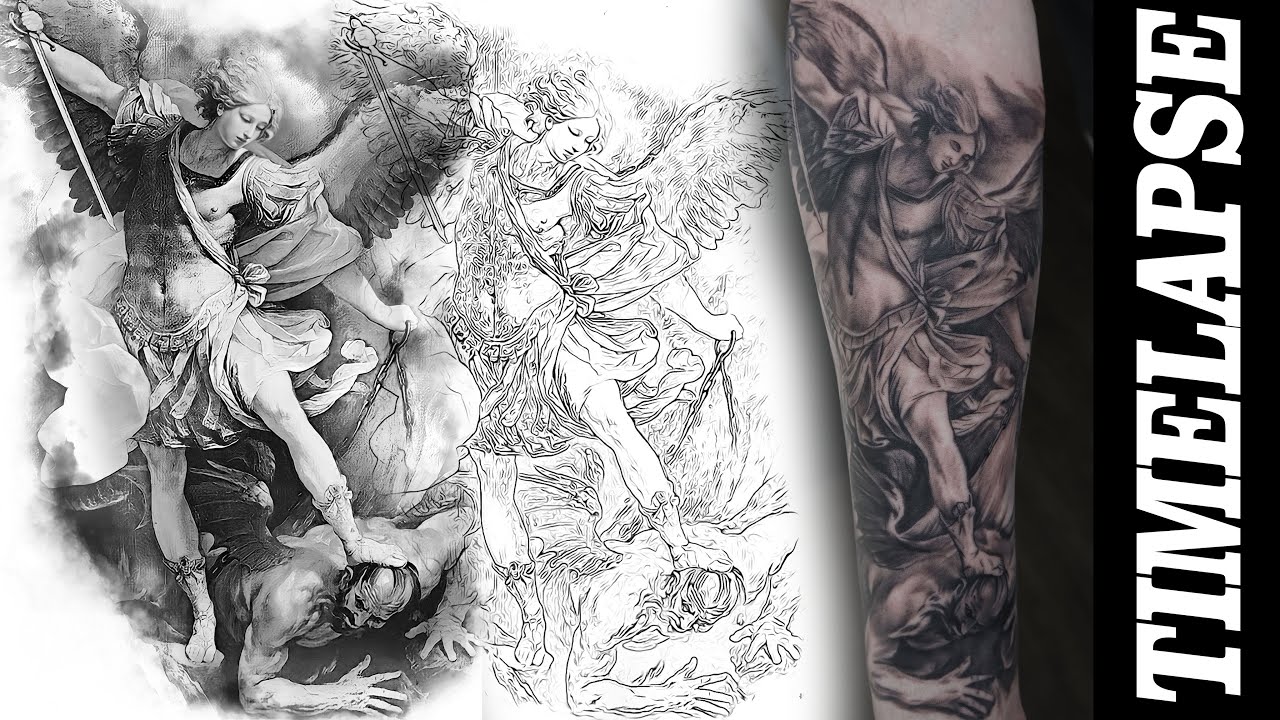 Saint Michael the Archangel - TATTOO TIMELAPSE - YouTube