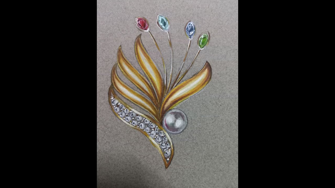 HOW TO RENDER GOLD METAL (Gold Brooch), Jewelry Rendering Step by Step ...