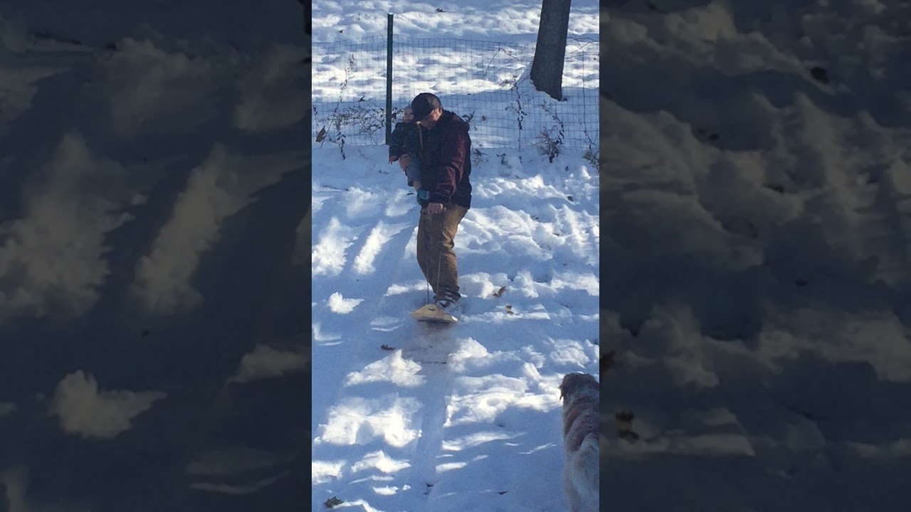 Greysons first snurfer ride at the Pk Mtn Lab - YouTube