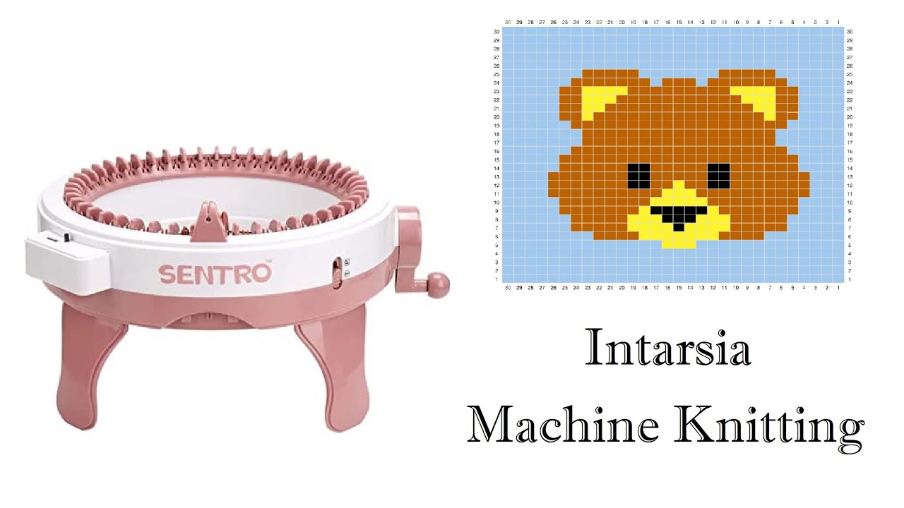 Intarsia machine knit bear head - YouTube