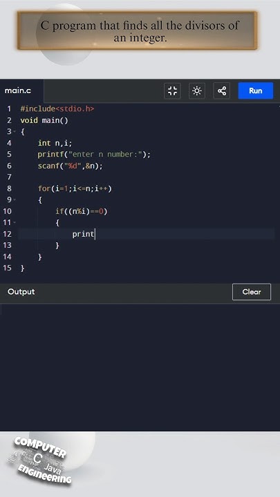 C program to finds all the divisors of an integer | #43program @Educationslearning #code # ...