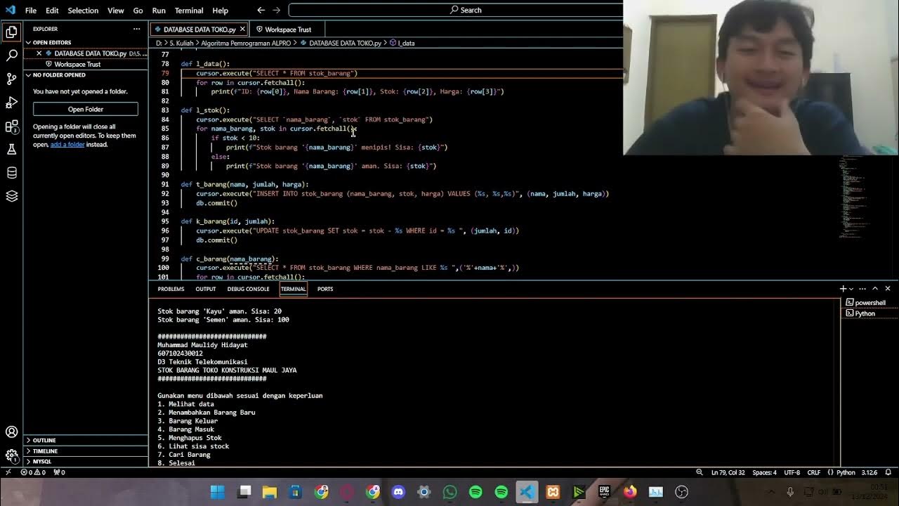 PYTHON DENGAN DATABASE MYSQL - YouTube