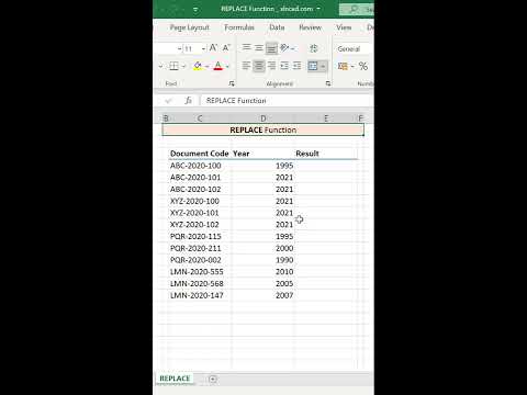 REPLACE Function in Excel - YouTube