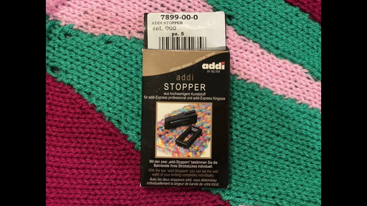 How to use Addi stoppers on your Addi circular knitting machine - YouTube