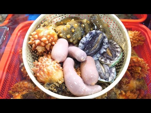 Assorted Seafood Sashimi Penisfish, Halibut Sashimi, Seasquirt Seacucumber Abalone - Korean Seafood