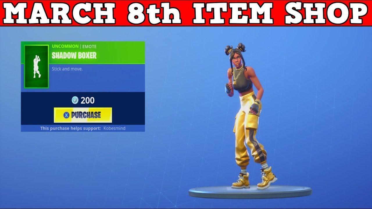Fortnite Item Shop (March 8th) | *NEW* SHADOW BOXER EMOTE! - YouTube