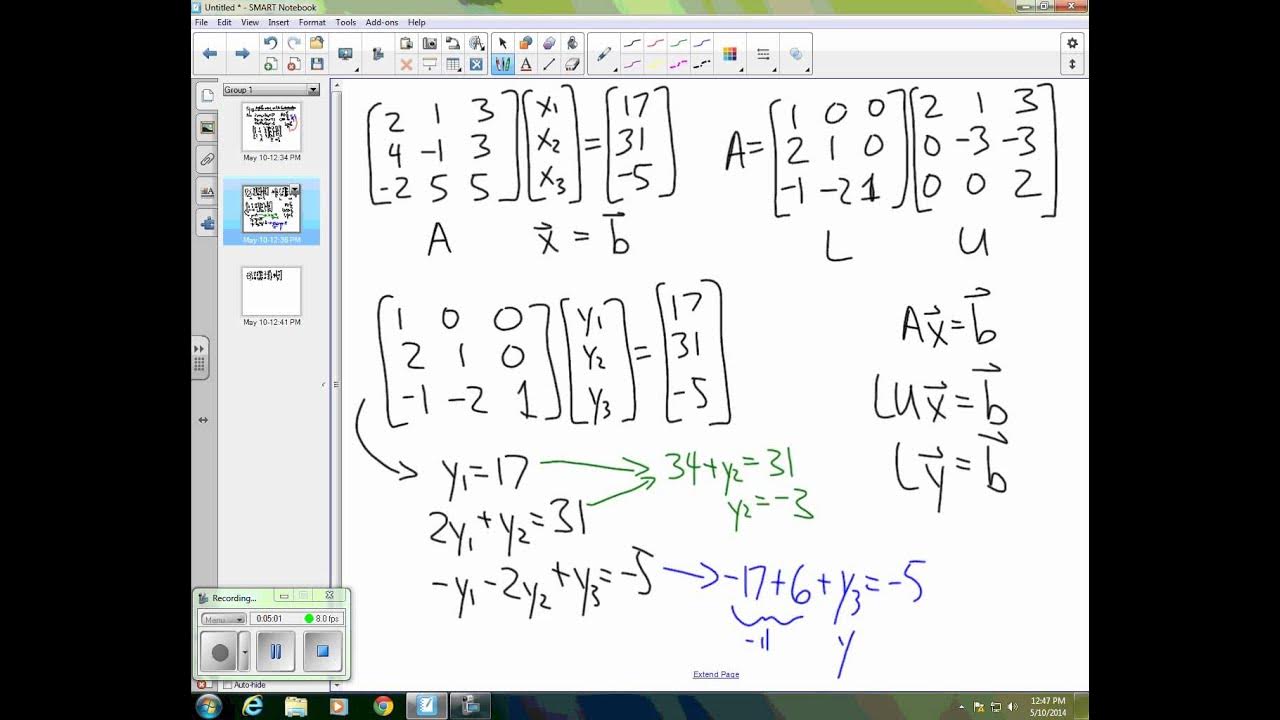 Solving a System of Equations Using an LU Factorization - YouTube