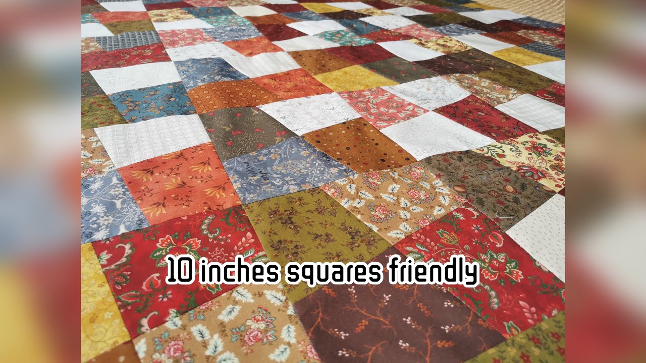 Quilt /layer cakes friendly /10 inches squares /patch work/ fast objet ...