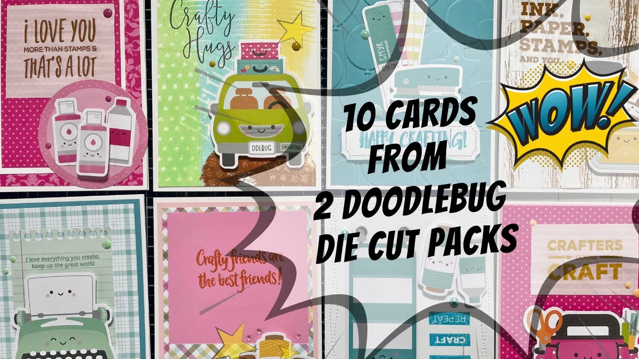 10 Cards From 2 Doodlebug Die Cut Packs - YouTube