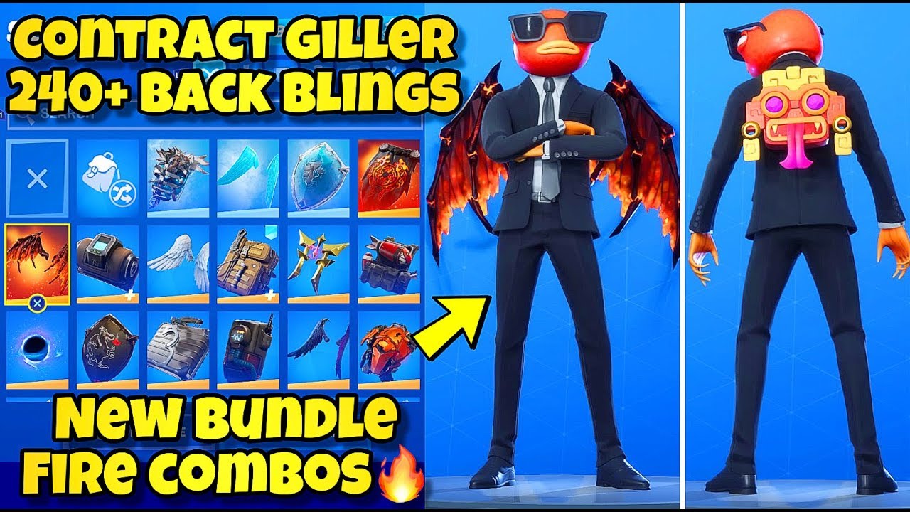 NEW "CONTRACT GILLER" SKIN Showcased With 240+ BACK BLINGS! Fortnite BR ...