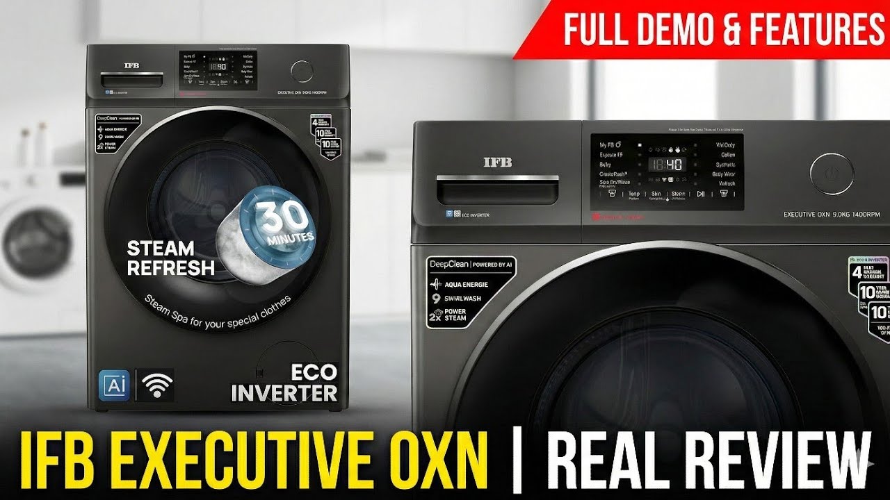 IFB Executive OXN 9kg Front Load Washing Machine Review | 1400 RPM Demo ...