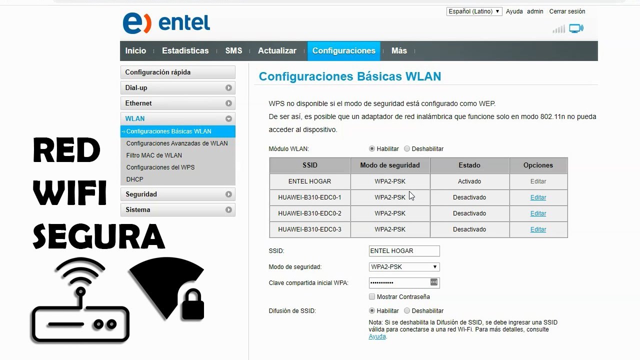 Personaliza Red Wifi Nombre y Seguridad || Configurando Modem Entel ...