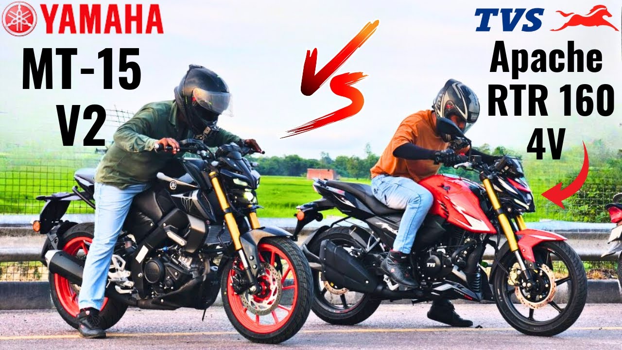 2025 TVS Apache RTR 160 4V vs Yamaha MT -15 V2 Drag Race 🔥 - YouTube