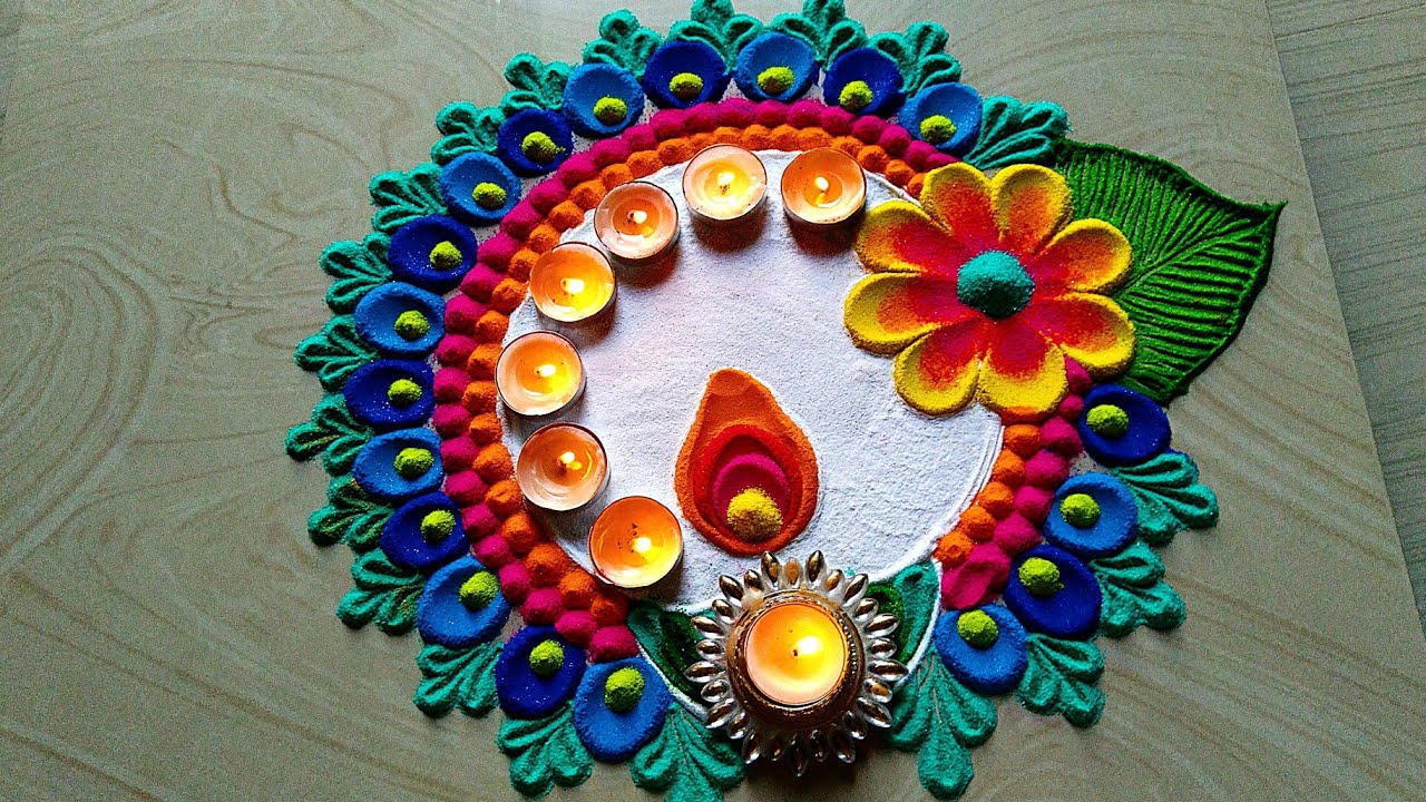 Diwali Dussehra rangoli / festivals rangoli / satisfying video #955 ...
