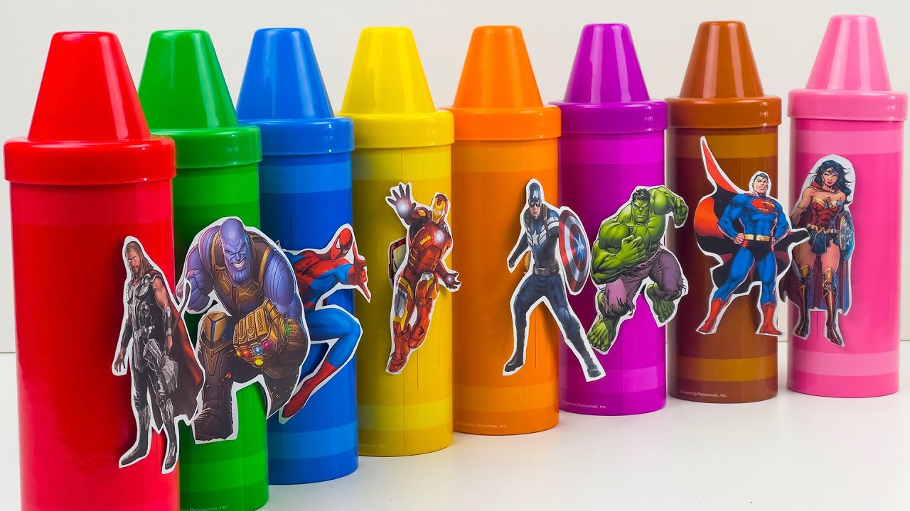 MARVEL AVENGERS SUPERHERO CRAYON TOYS ASMR :Spiderman, Ironman,Hulk ...