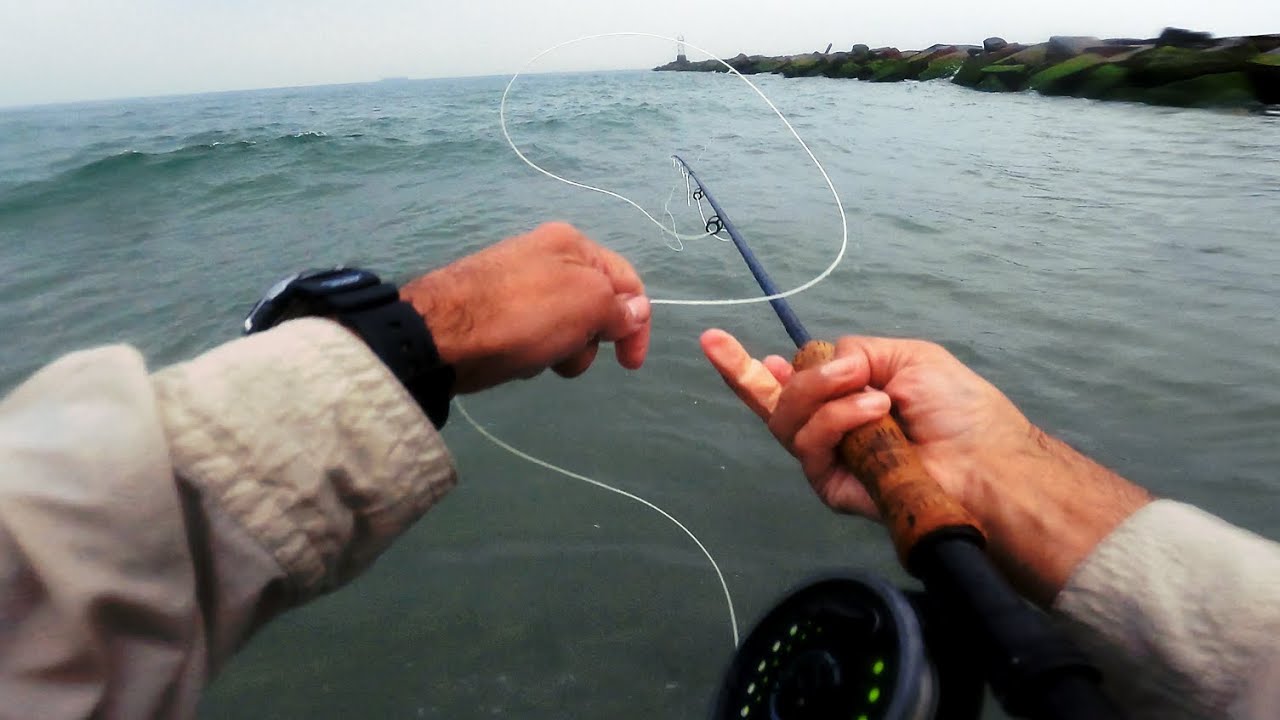 The BEST Most Intense Fast SURF FLY FISHING VIDEO for Striped Bass ...